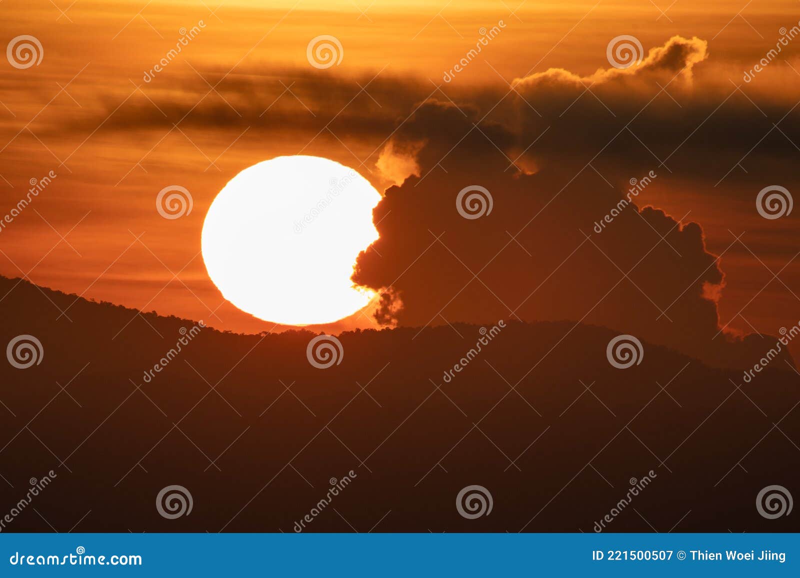 A Huge Sun Rising during Sunrise Stock Image - Image of forest ...