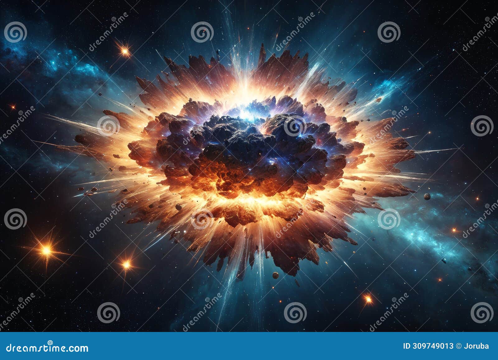 Huge Supernova Explosion in Universe Stock Illustration - Illustration ...