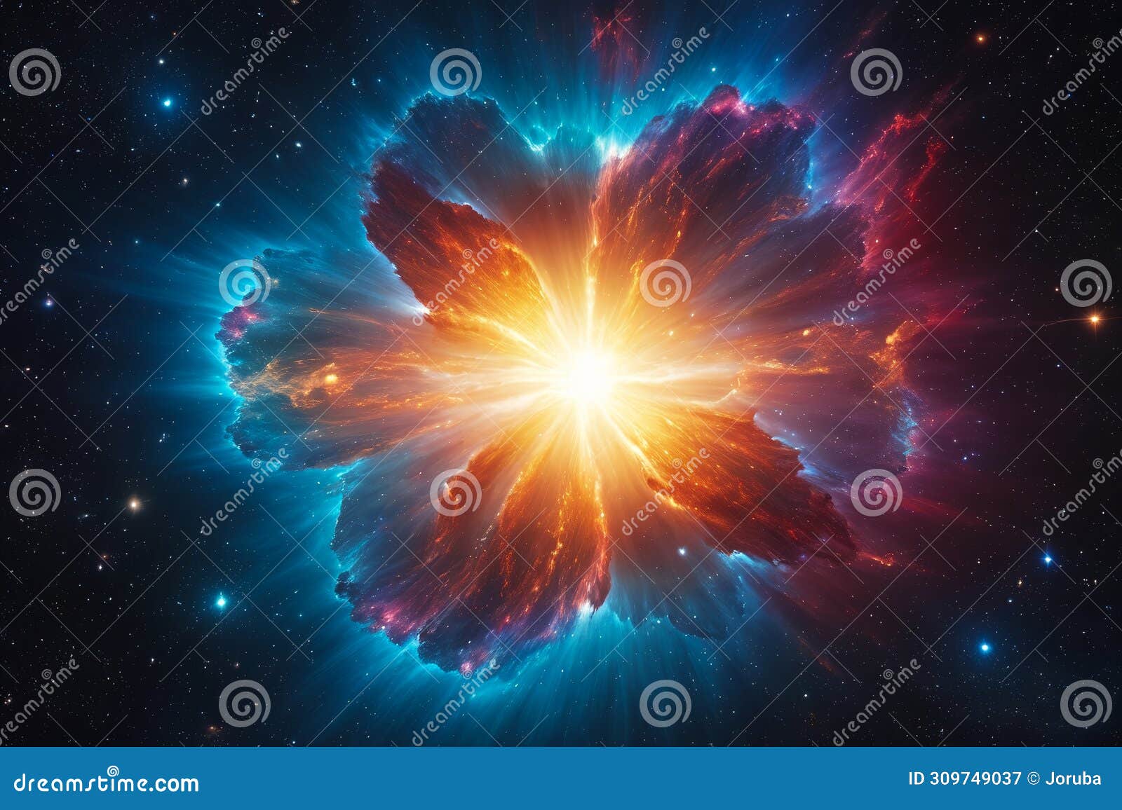 Huge Supernova Explosion in Universe Stock Illustration - Illustration ...