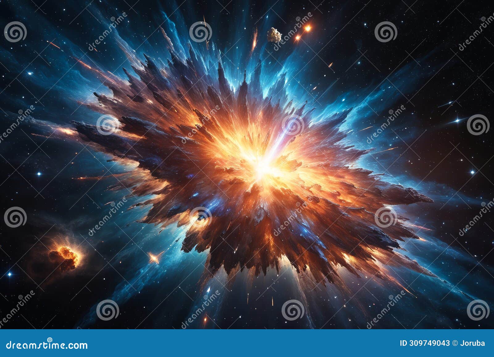 Huge Supernova Explosion in Universe Stock Illustration - Illustration ...