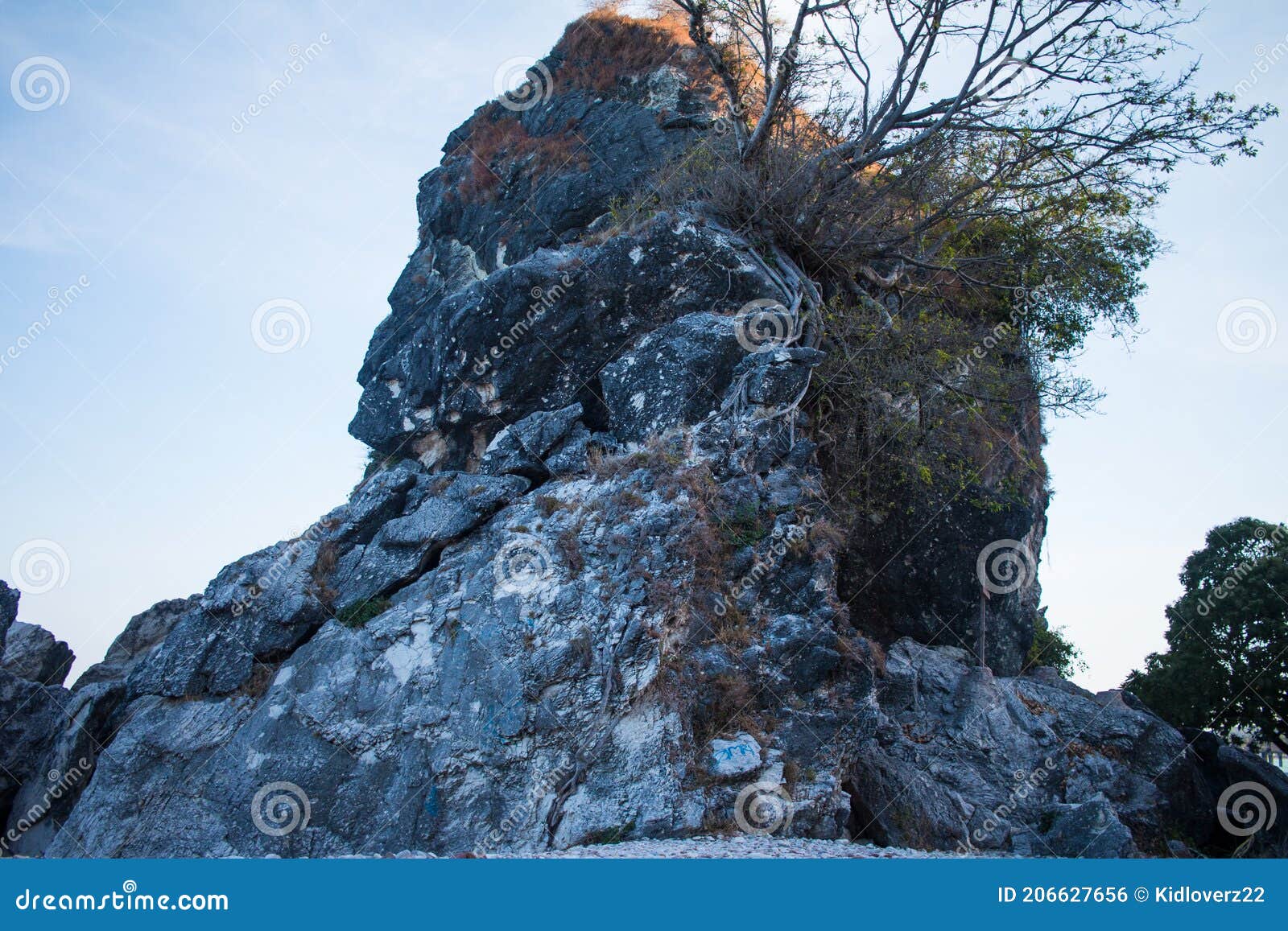 Huge and Tall Rock at the Beach Sea Shore Stock Photo - Image of stone ...