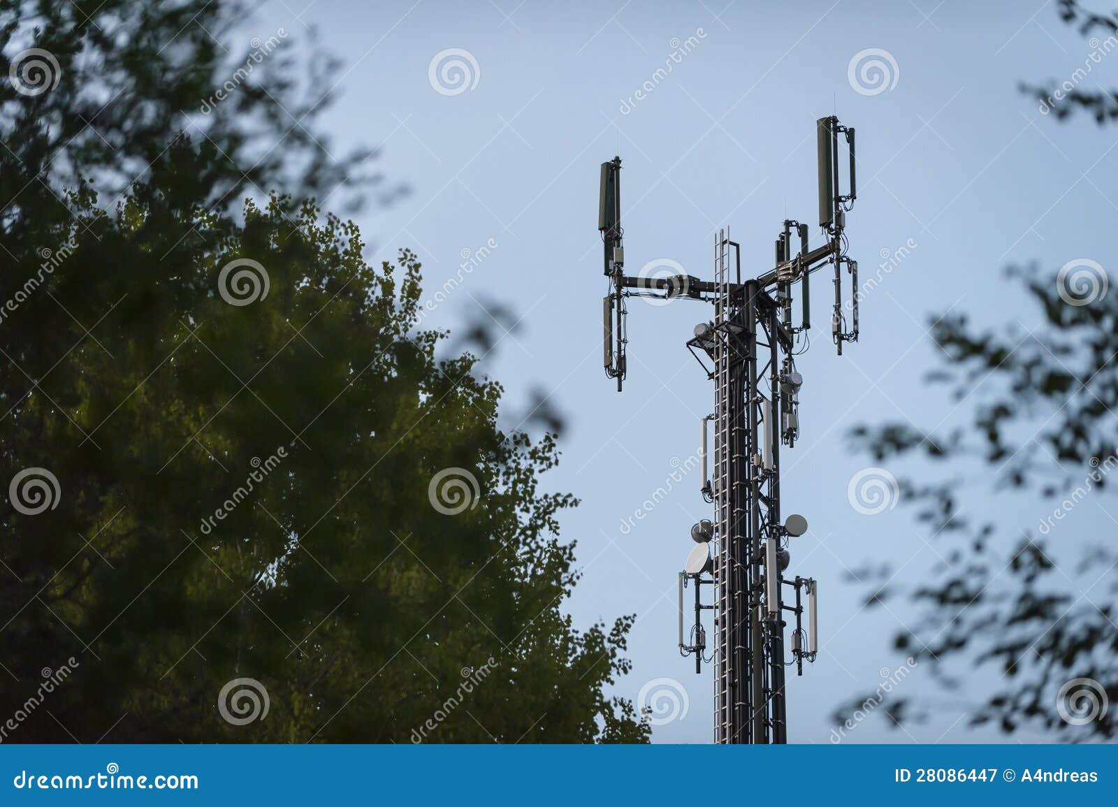 Huge Telecommunication Pole For Mobile Services Stock Image - Image of ...