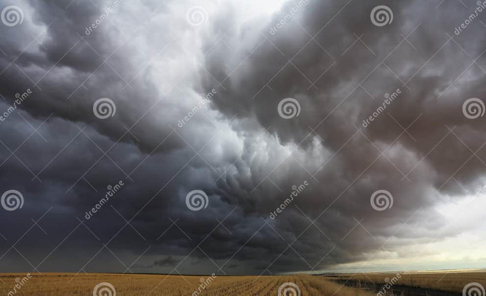 Huge Thundercloud on Fields Stock Image - Image of horizontal ...