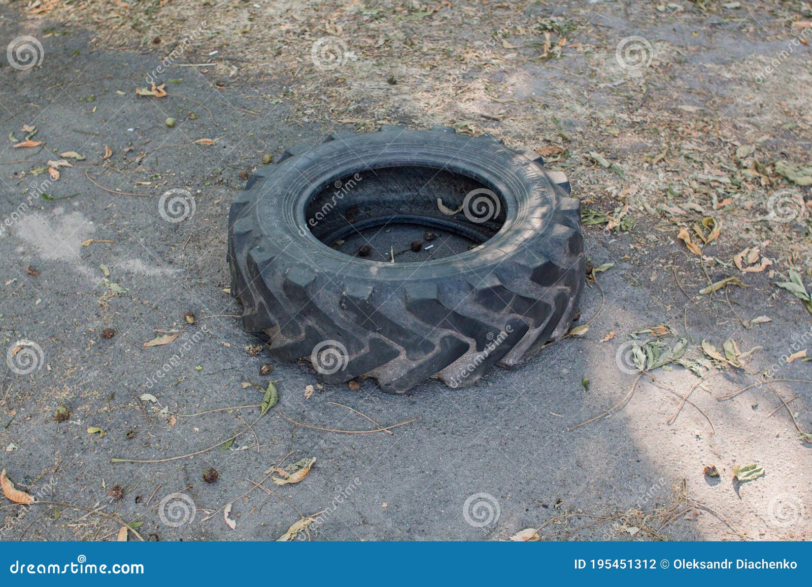 Huge Tire from a Tractor on the Ground Stock Photo - Image of ...