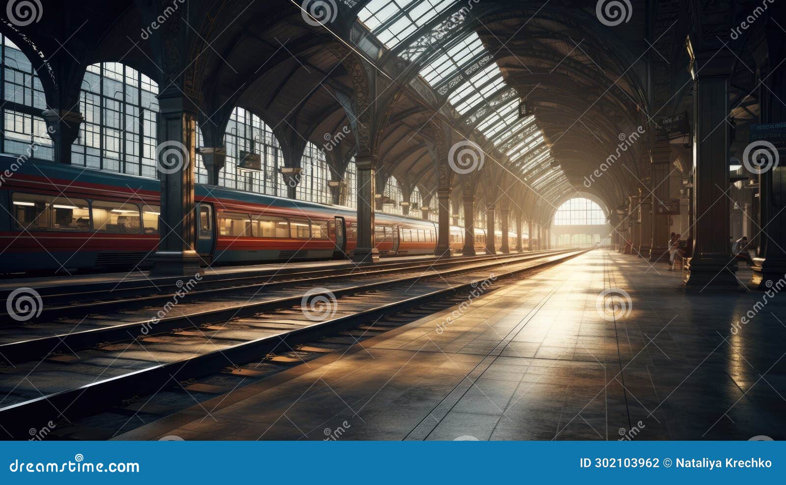 Huge Train Station with Many Platforms and Tracks Stock Photo - Image ...