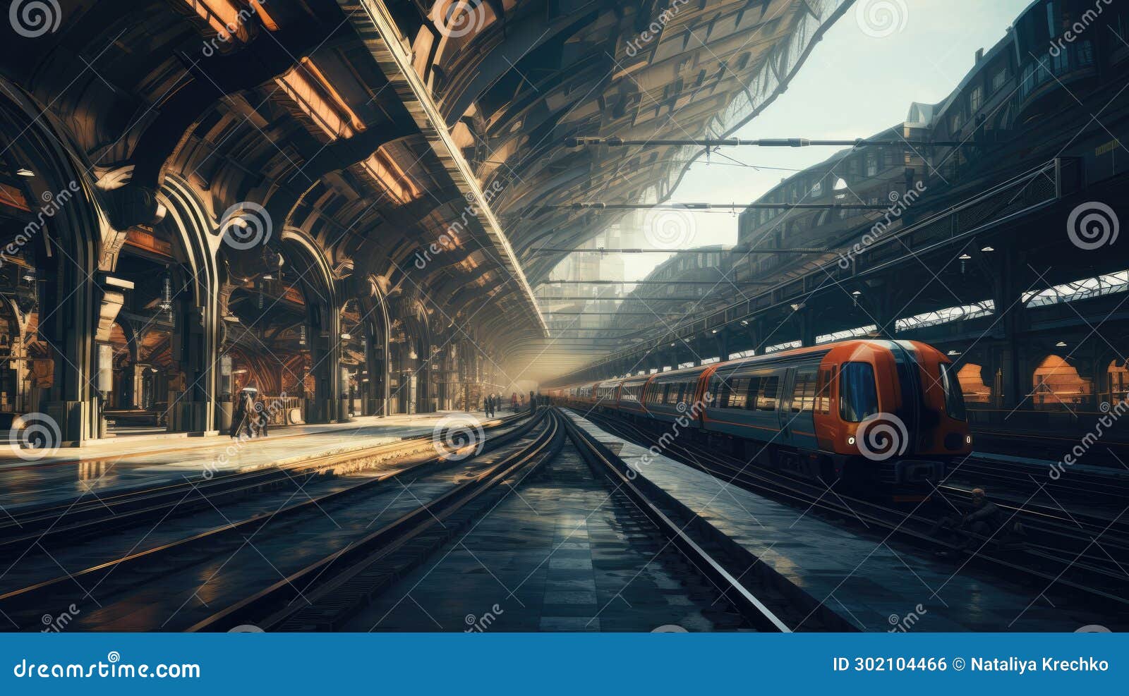 Huge Train Station with Many Platforms and Tracks Stock Photo - Image ...