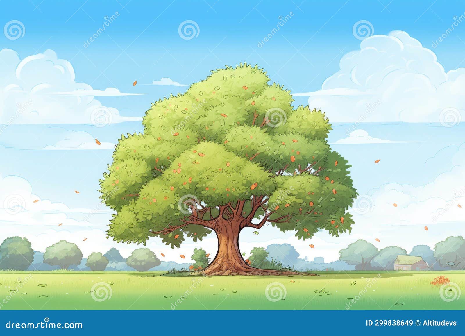 Huge Tree in a Field of Small Saplings Stock Image - Image of nature ...