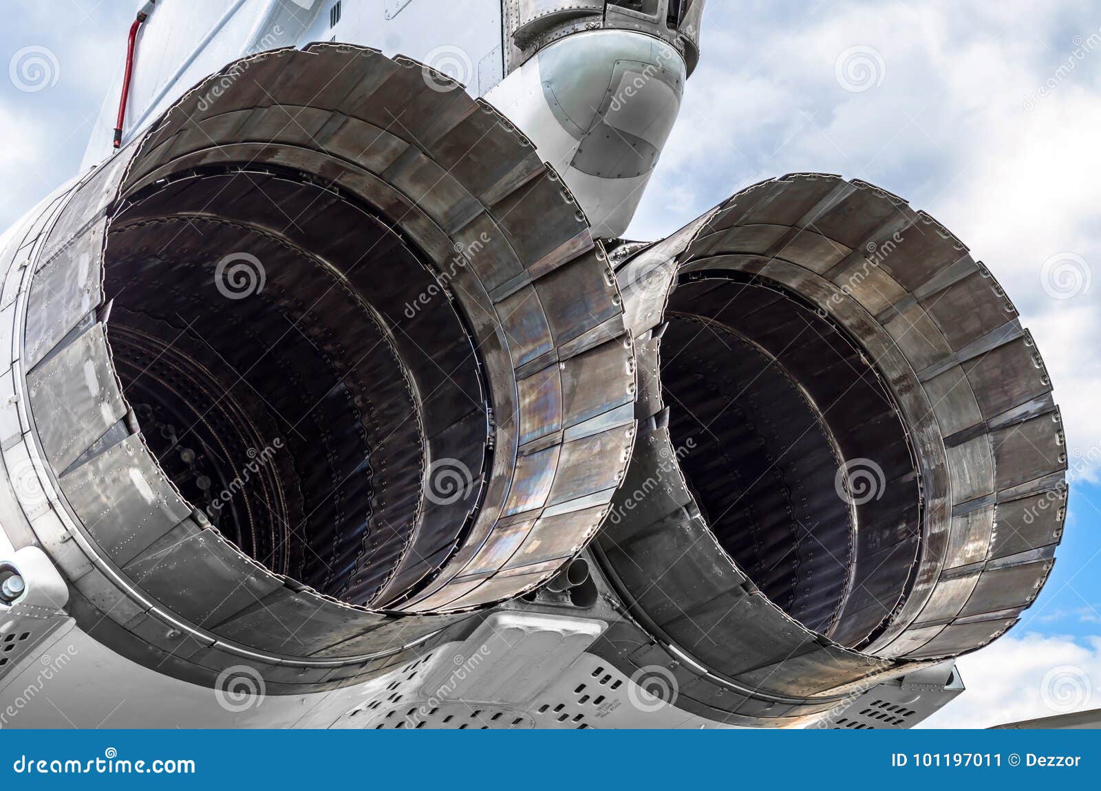 Huge Turbines of the Aircraft Engine of a Military Fighter. Stock Image ...
