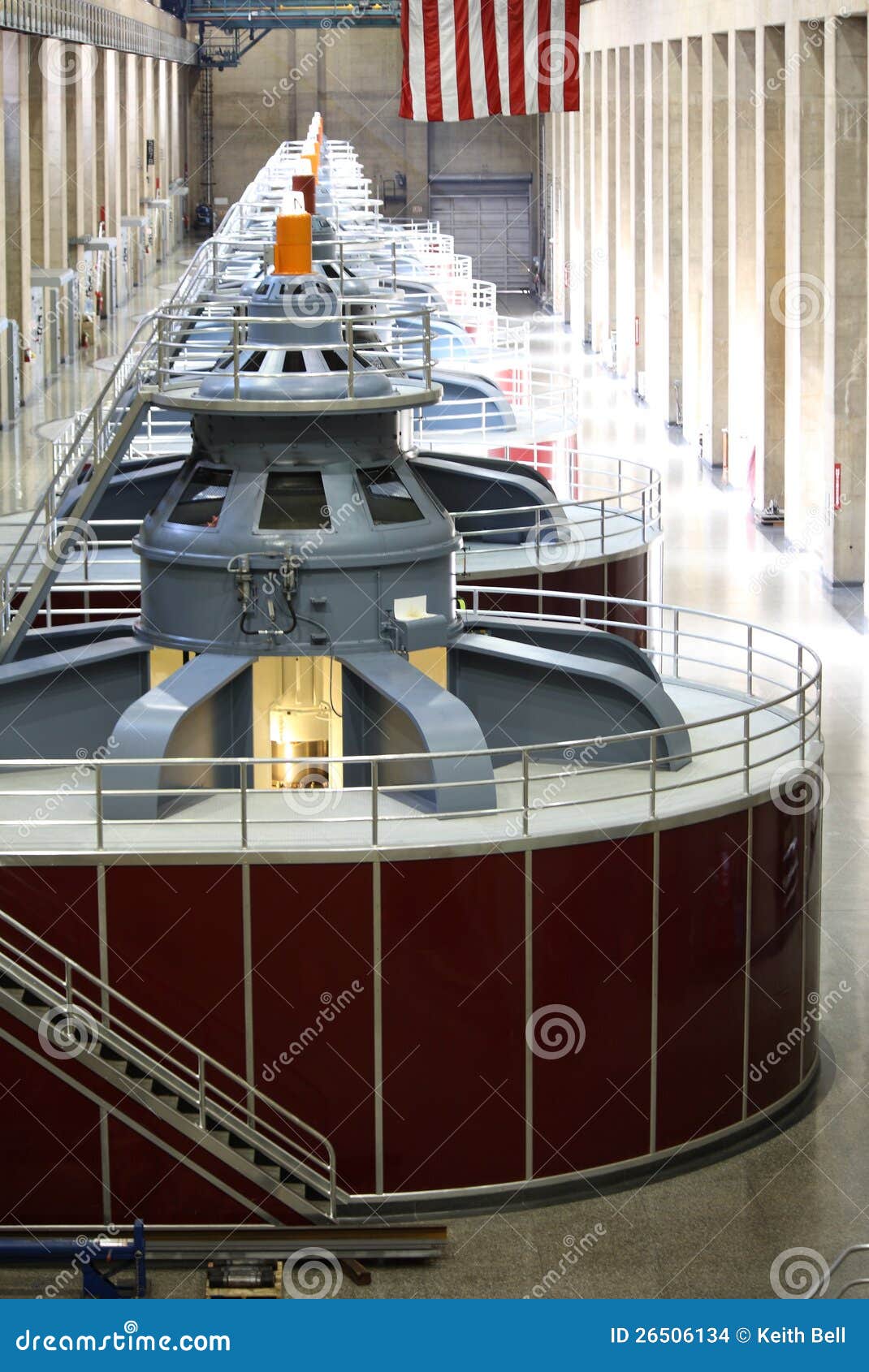 Huge Turbines in a Row Inside of Hoover Dam. Editorial Stock Image ...