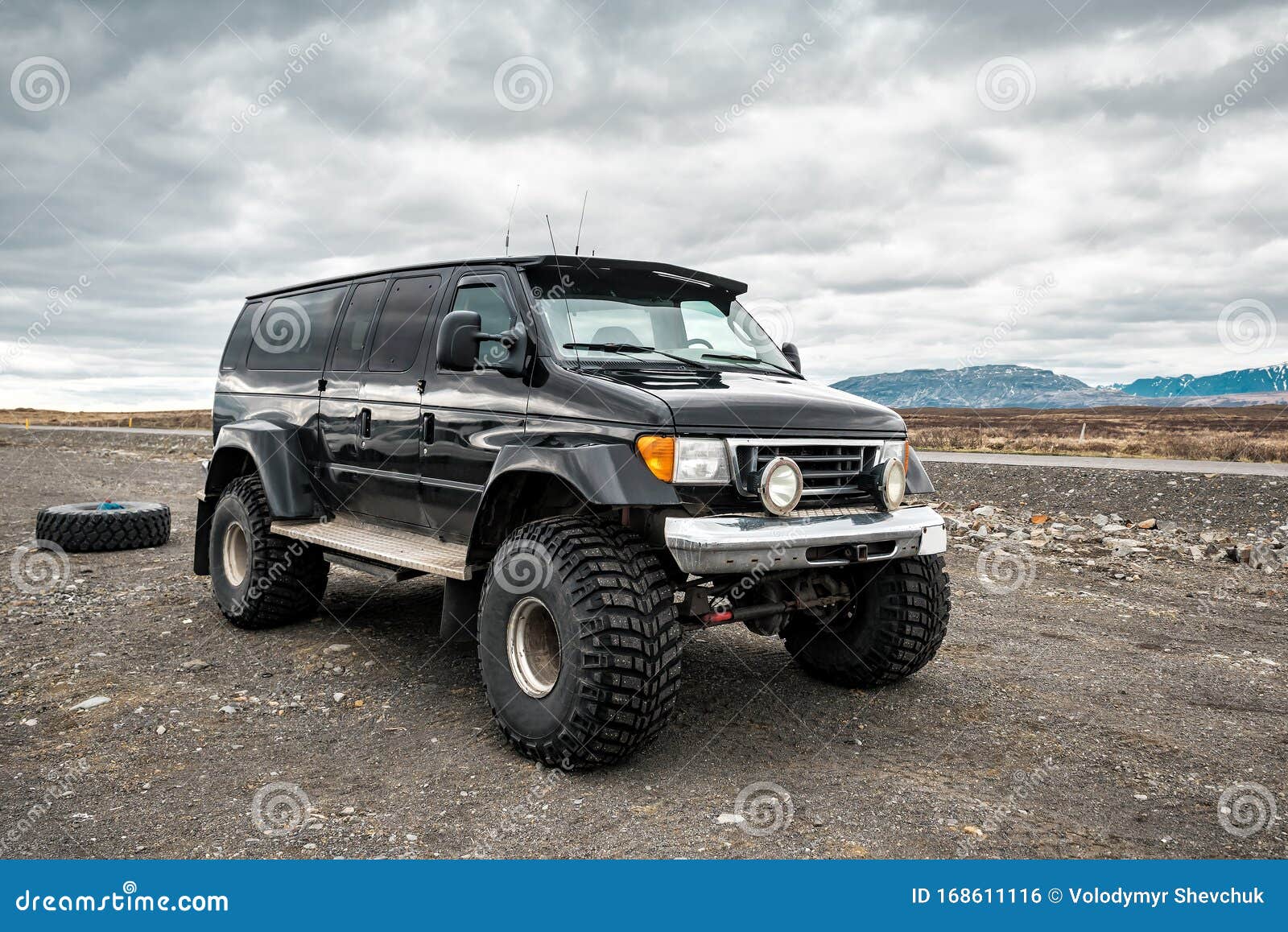 Huge van on big wheels stock photo. Image of engine - 168611116