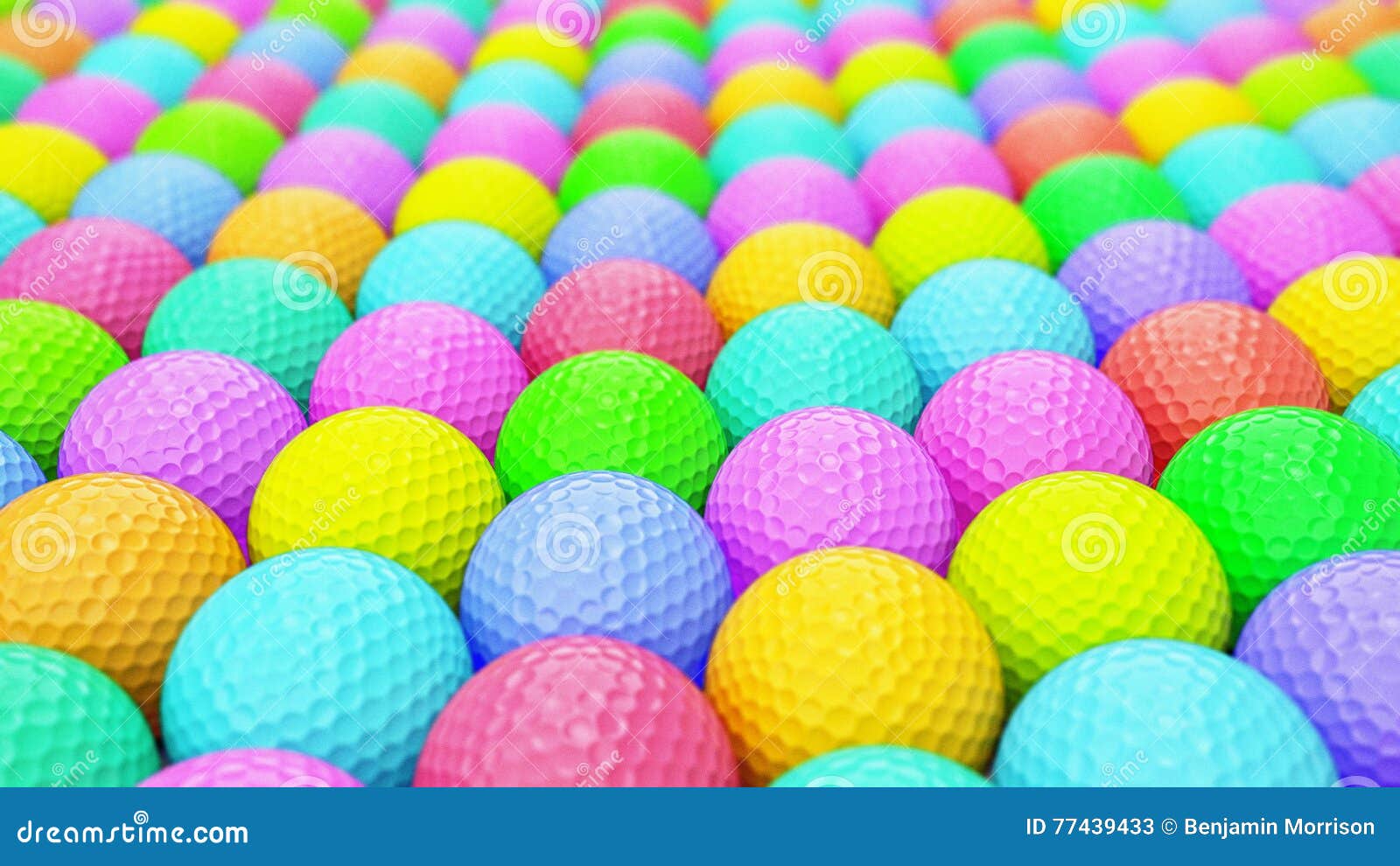 A Huge Vibrant Array of Colorful Golf Balls Stock Illustration ...