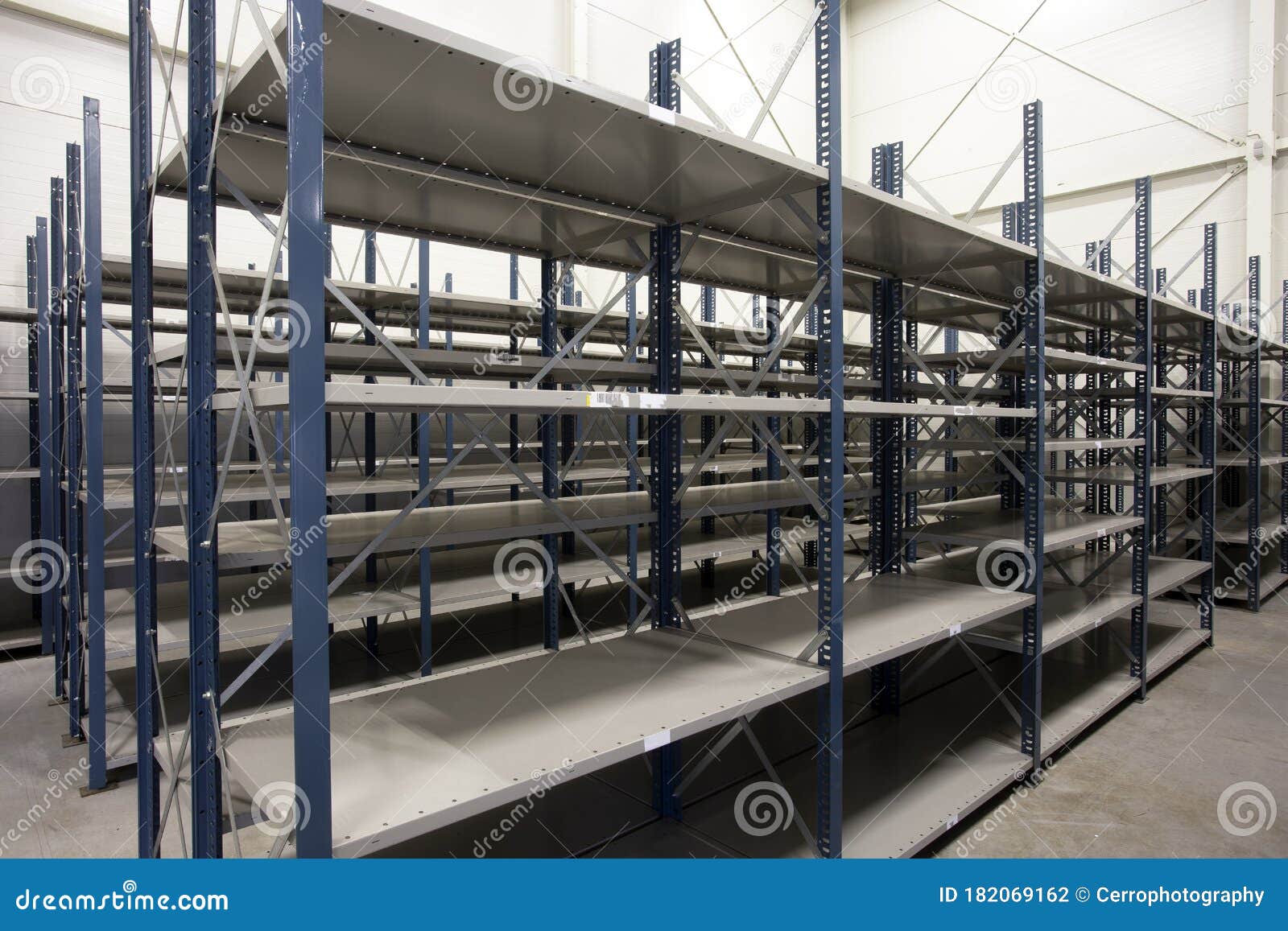 Huge Warehouse with Empty Racks Inside for Storage Modern Design, Metal ...