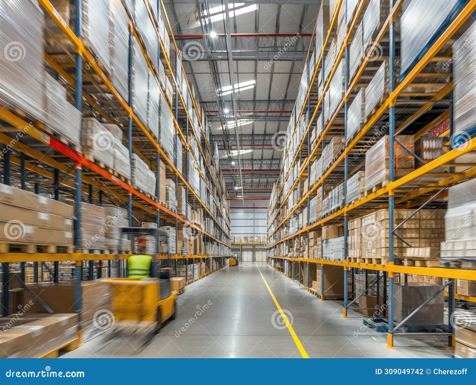 Huge warehouse with racks stock photo. Image of cargo - 309049742