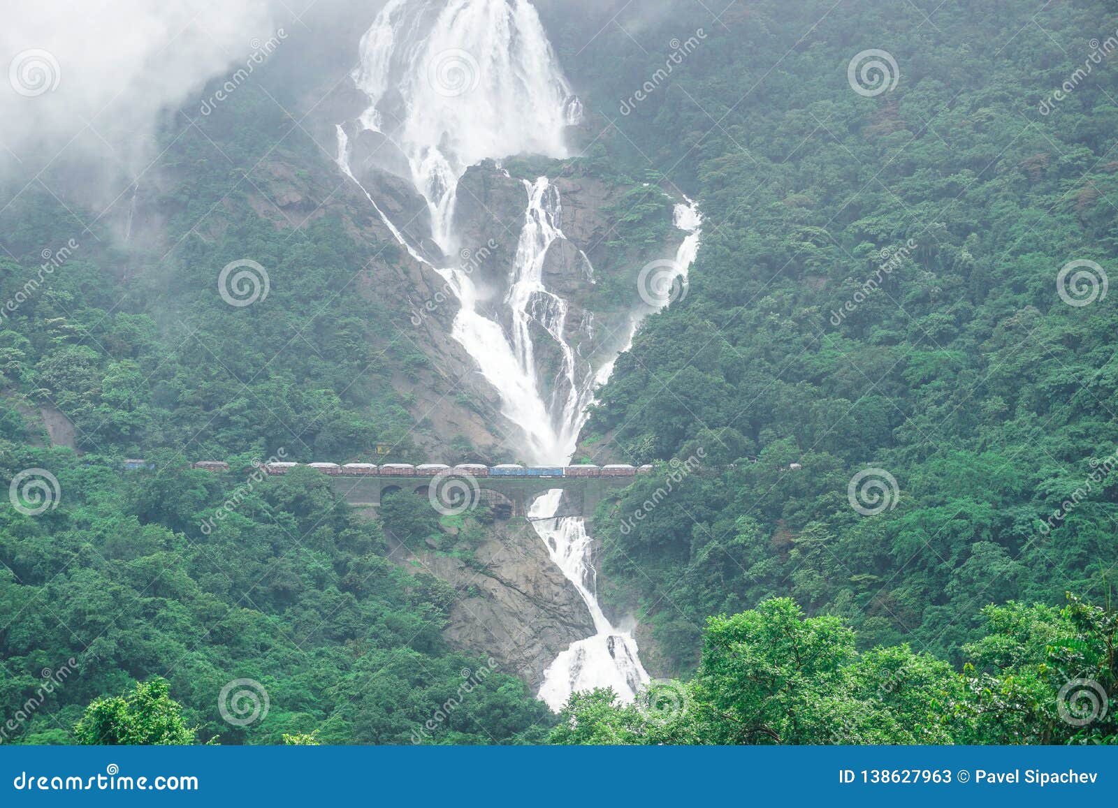 Huge Waterfall Wide Angle Up Close Pouring Over Cliffs Into Canyon In ...
