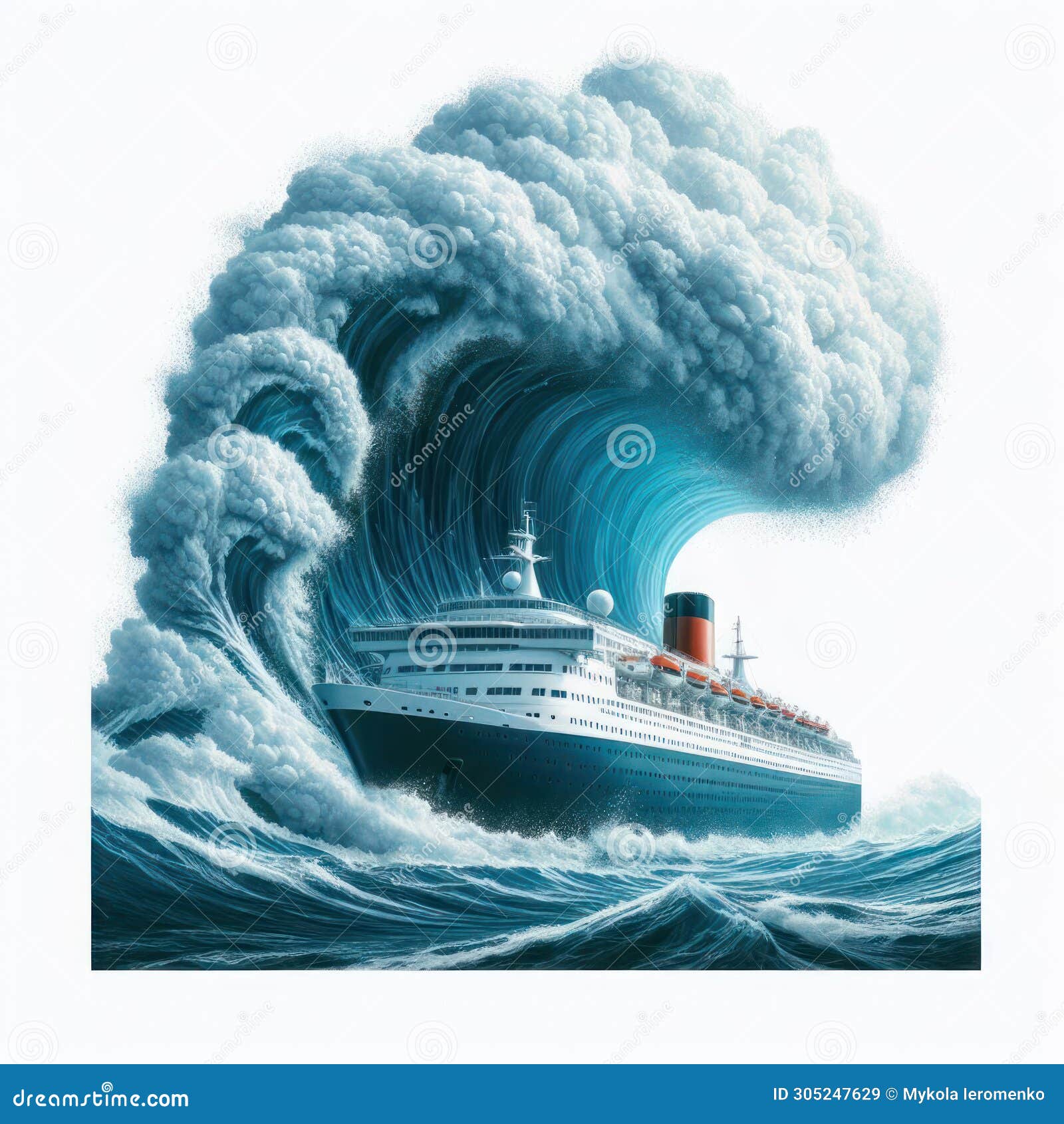 A Huge Wave Hits a Cruise Ship. Stock Image - Image of vacation, luxury ...