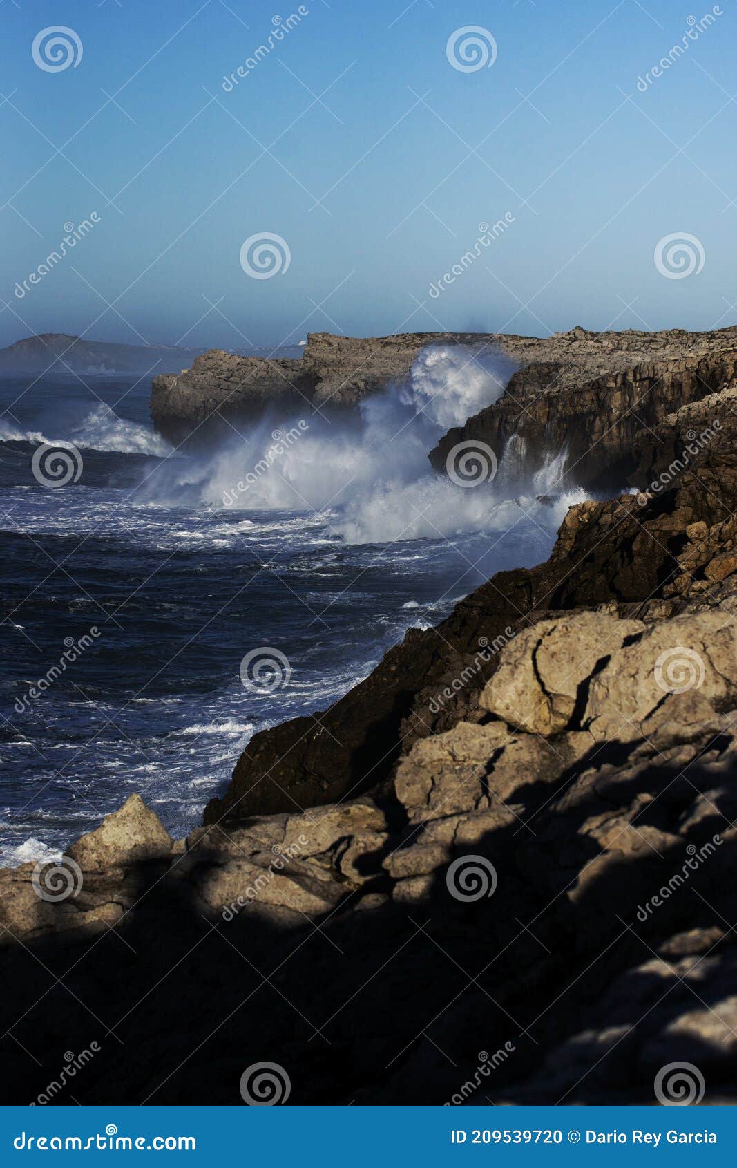Huge Waves Hitting the Cliff and Exploding Stock Photo - Image of ...