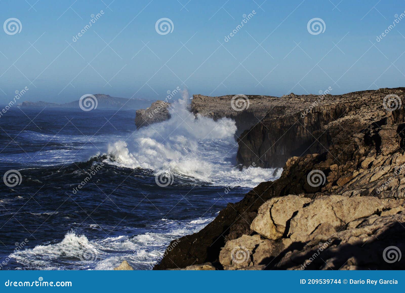 Huge Waves Hitting the Cliff and Exploding Stock Photo - Image of ...
