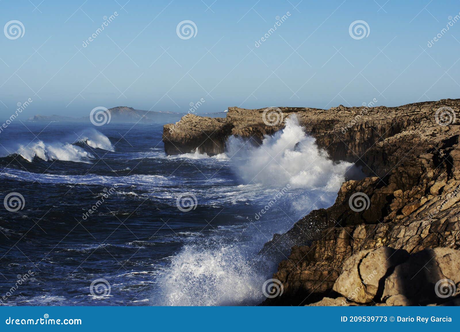 Huge Waves Hitting the Cliff and Exploding Stock Image - Image of ...