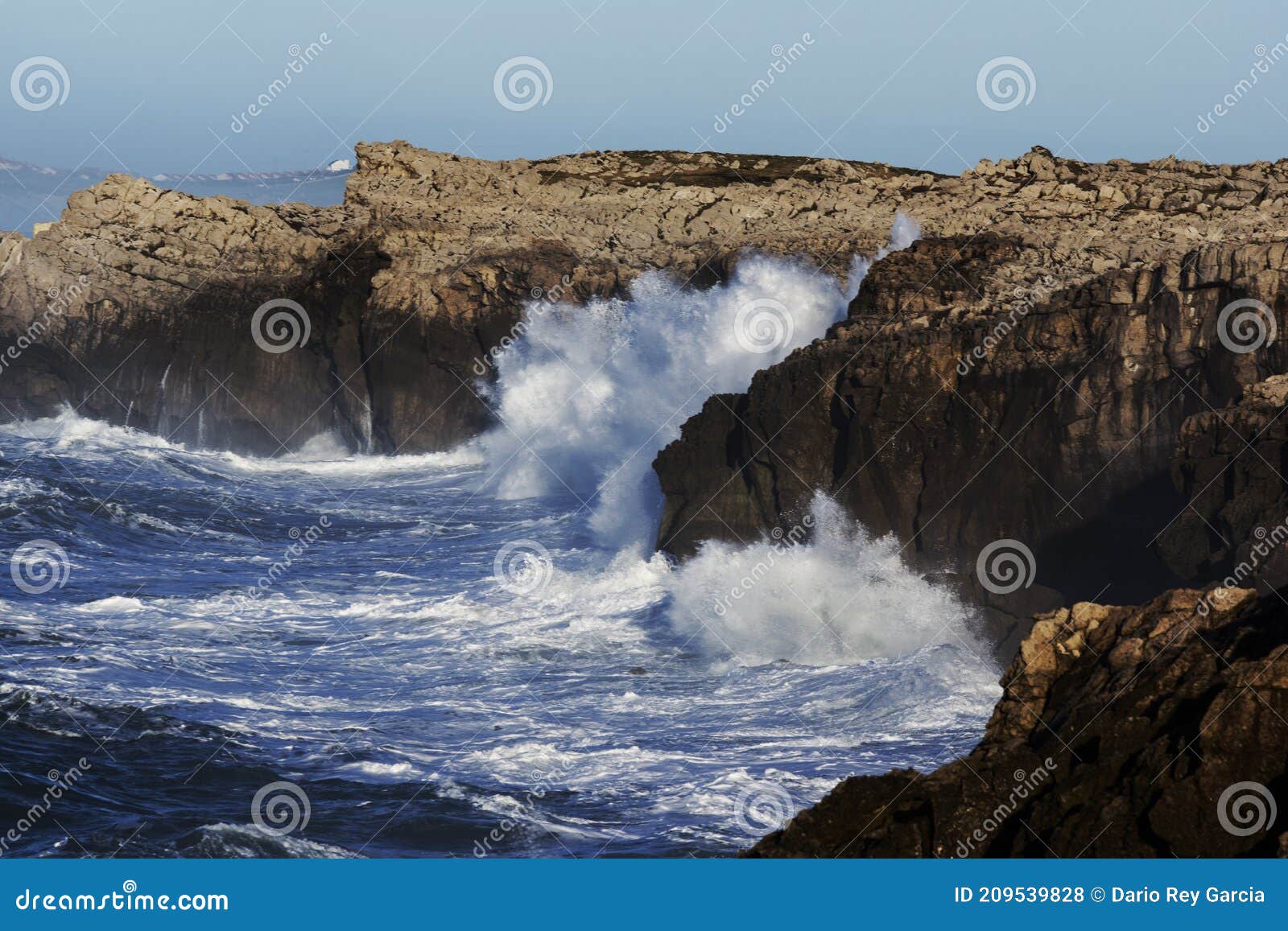 Huge Waves Hitting the Cliff and Exploding Stock Photo - Image of ...