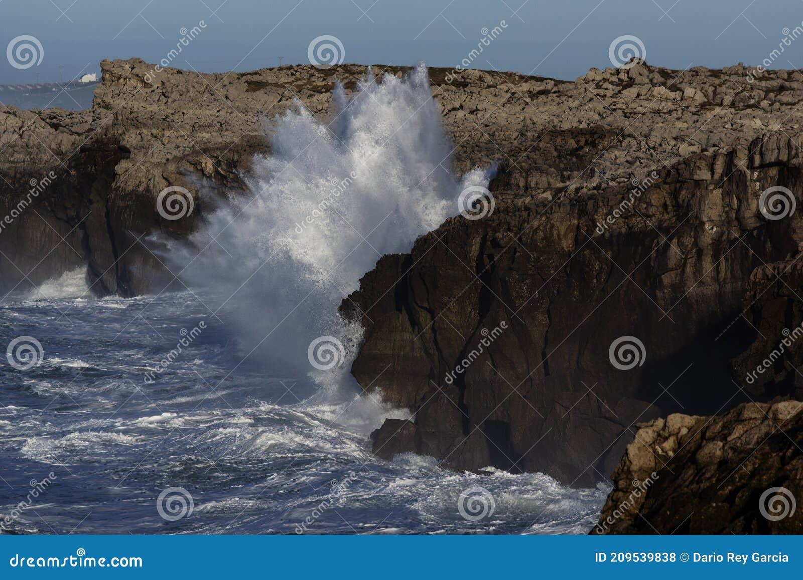Huge Waves Hitting the Cliff and Exploding Stock Photo - Image of rock ...