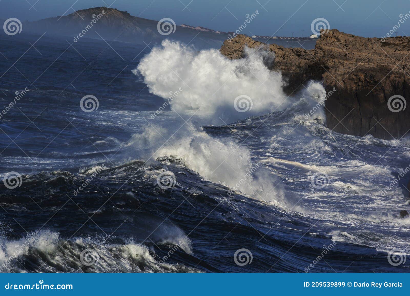Huge Waves Hitting the Cliff and Exploding Stock Image - Image of north ...