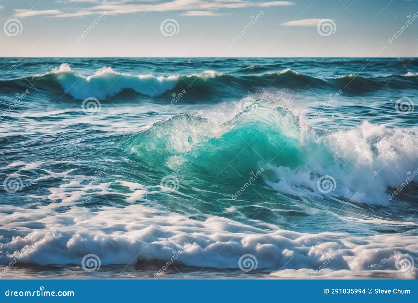 Huge Waves Rolling on Rough Seas Stock Illustration - Illustration of ...