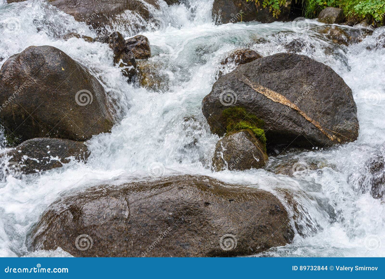 Huge Wet Rocks in a Stream of Boiling Water. Stock Photo - Image of ...