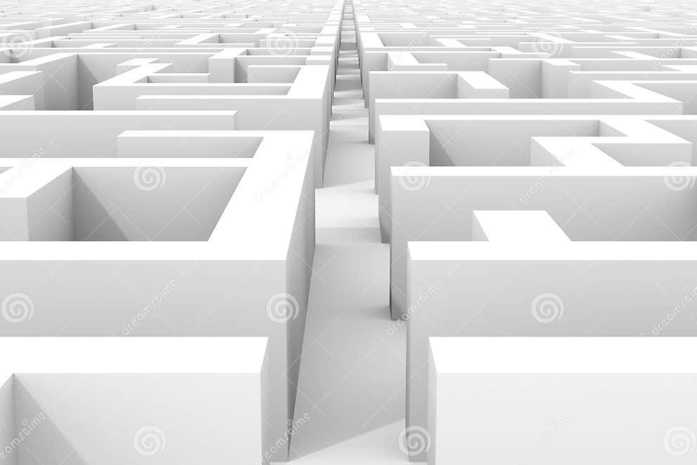Huge White Maze Structure with a Shortcut Stock Illustration ...