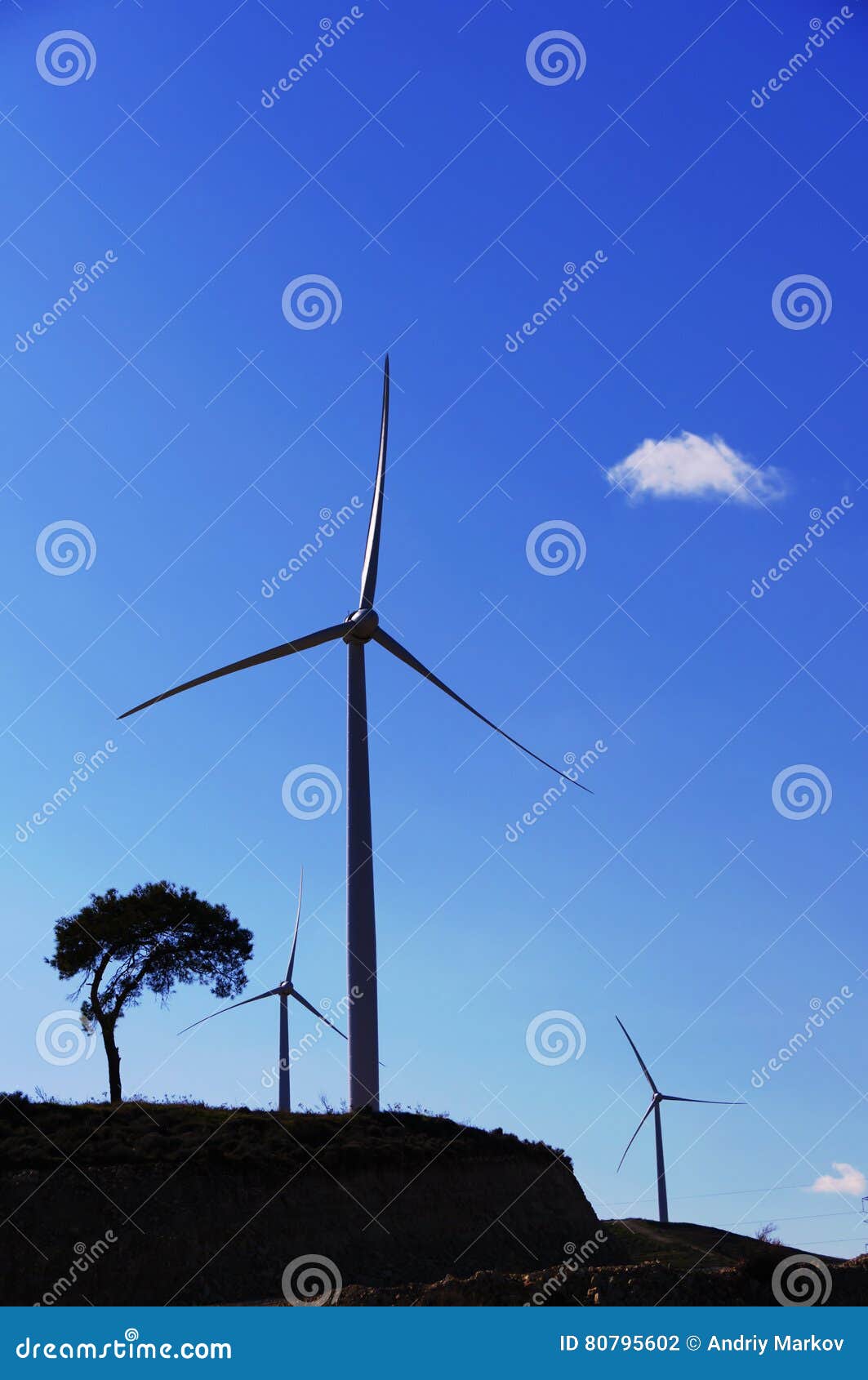 Huge Windmill Station with Blue Background Stock Photo - Image of huge ...