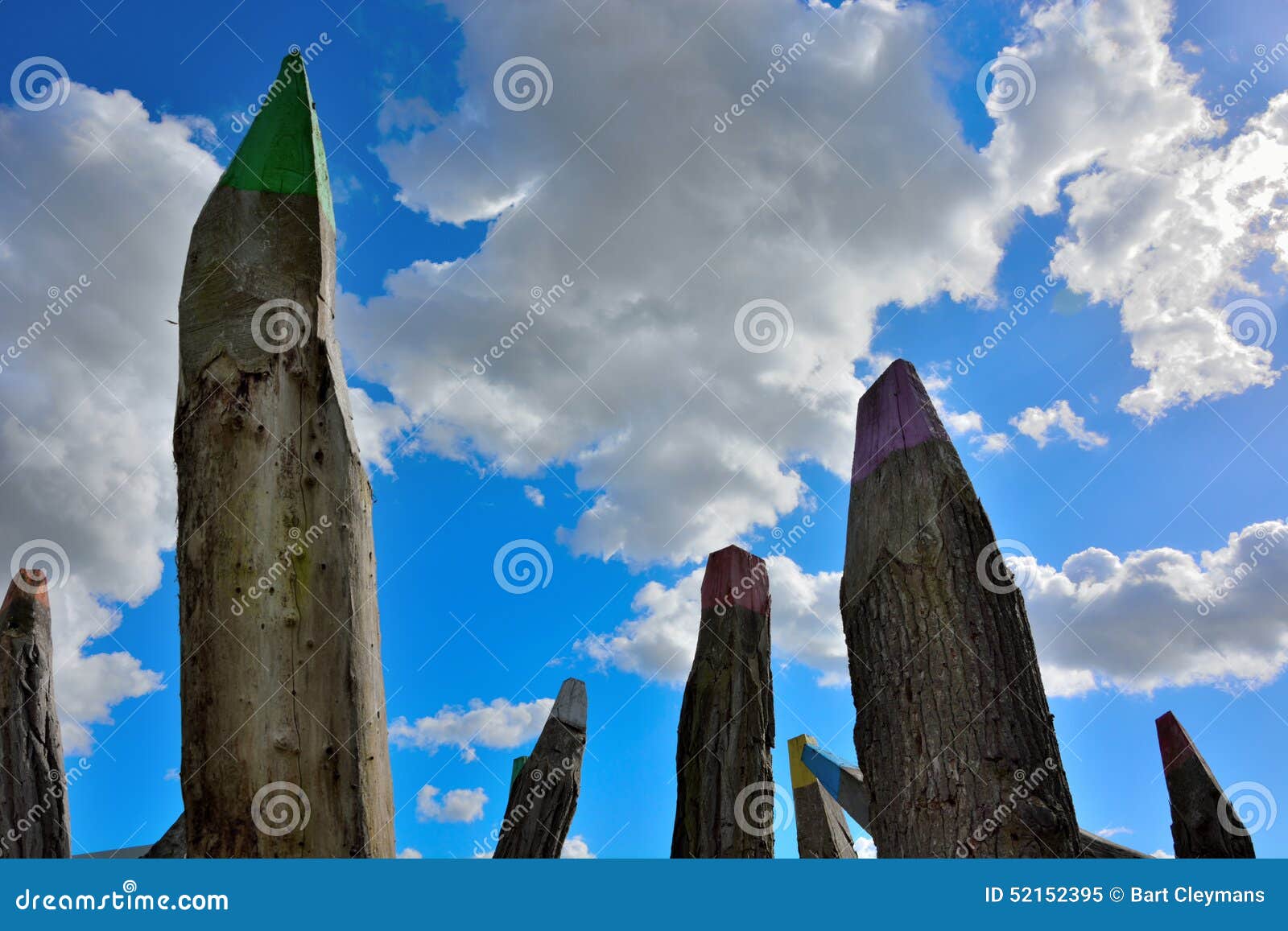 Huge wooden poles stock image. Image of blue, clouds - 52152395