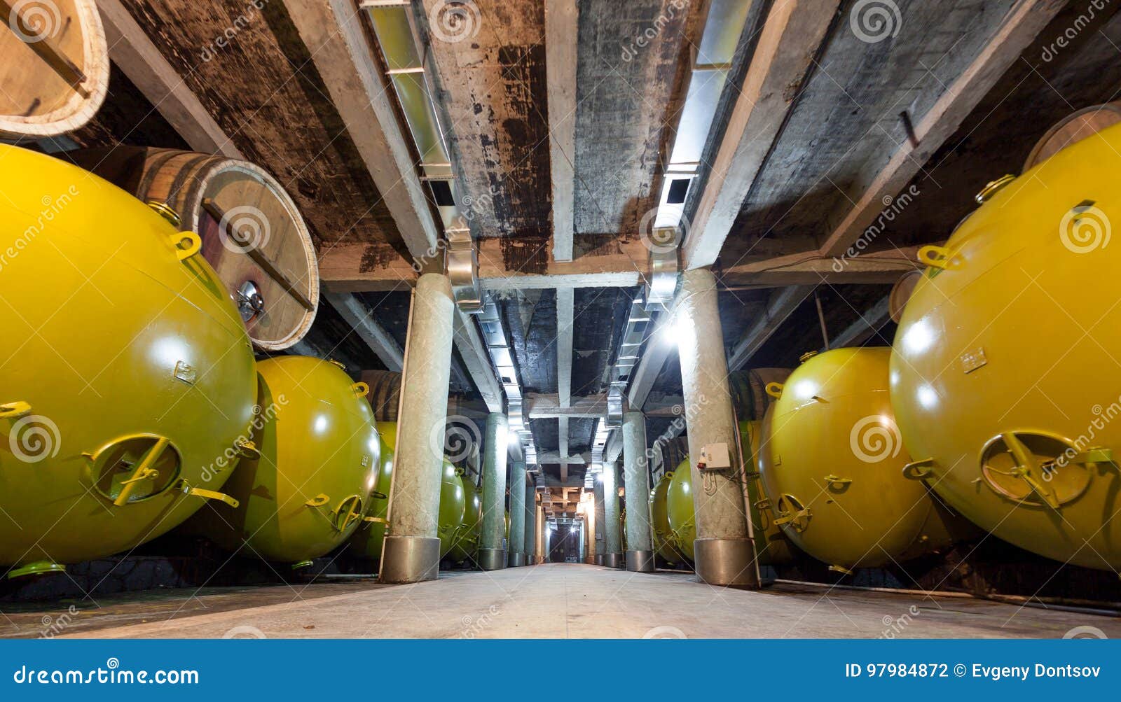 Huge Yellow Metal Wine Tanks Stock Photo - Image of cistern, winery ...