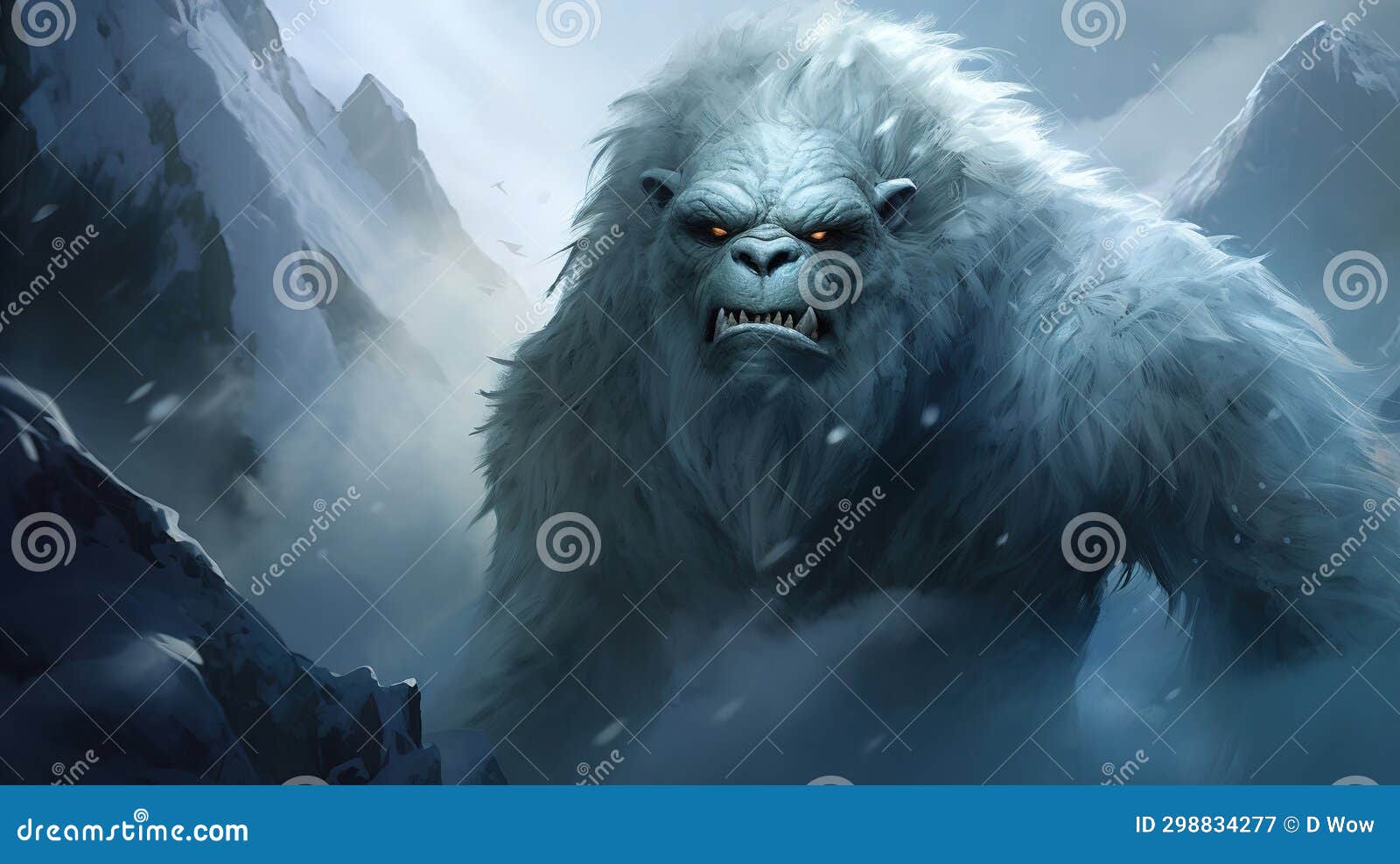 Huge Yeti on the Background of a Winter Landscape. Stock Illustration ...