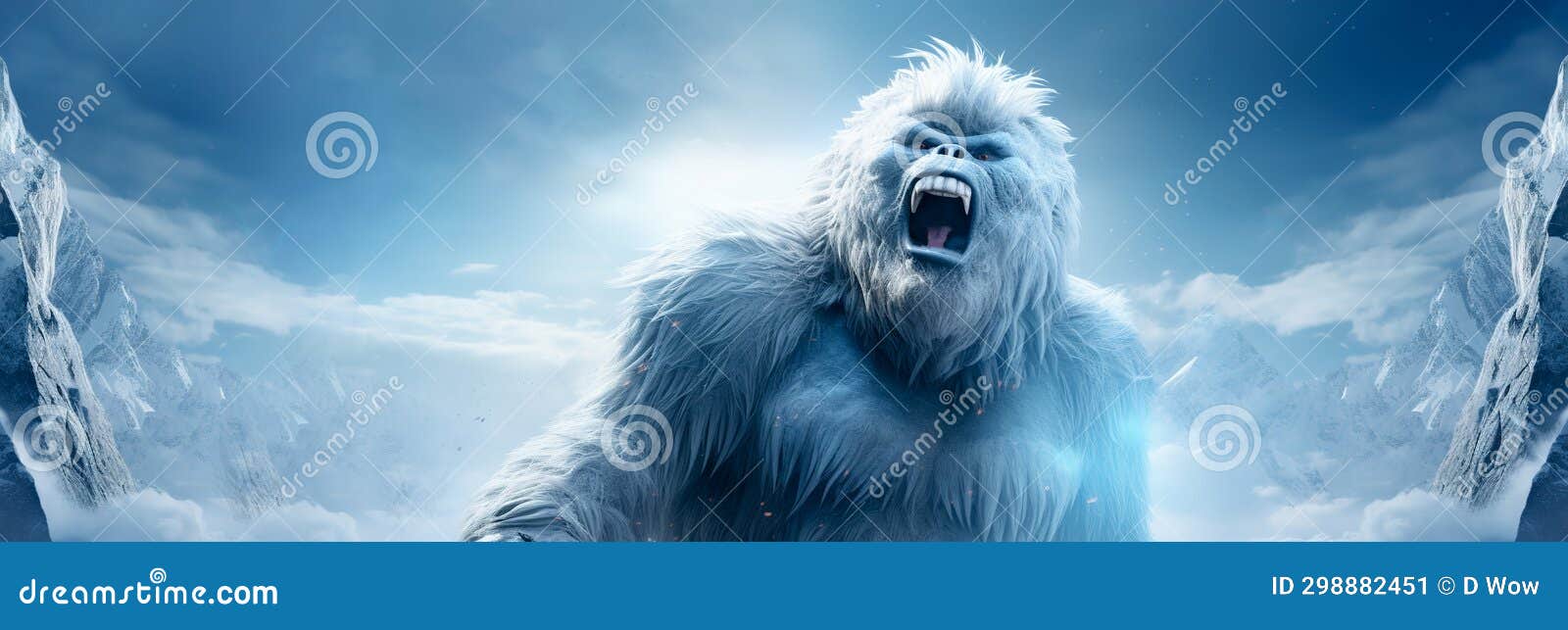 Huge Yeti on the Background of a Winter Landscape. Stock Illustration ...