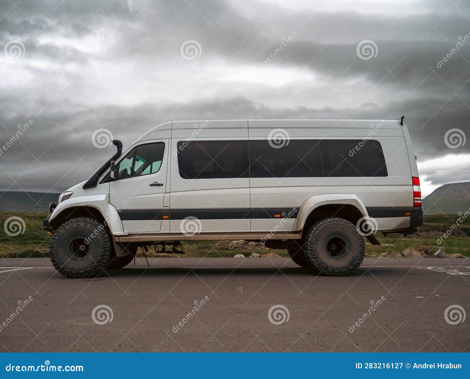 Hugely Modified Allroad Passenger Van with Inflatable Tires in Iceland ...