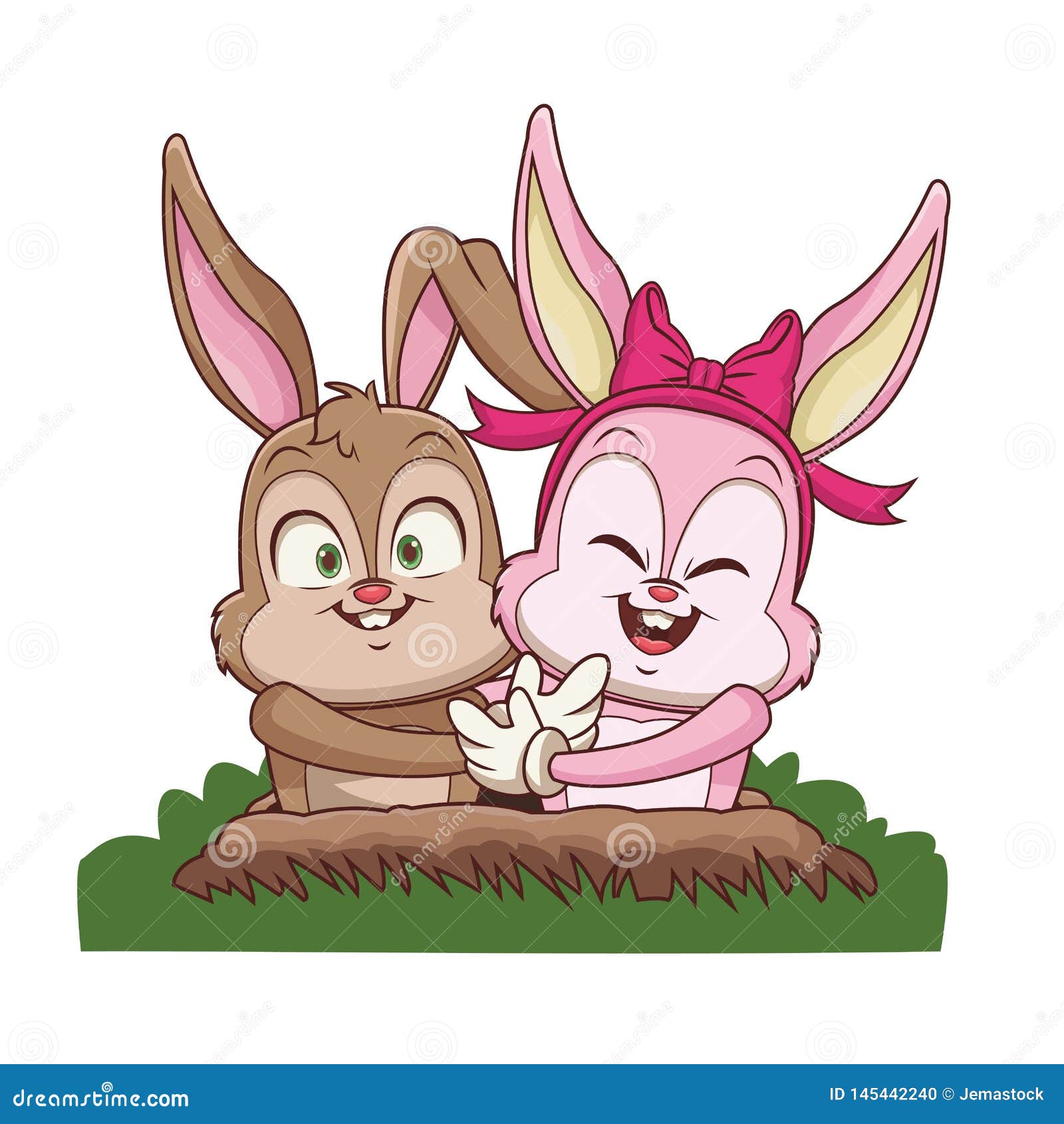 Hugged rabbit cartoons stock vector. Illustration of nature - 145442240