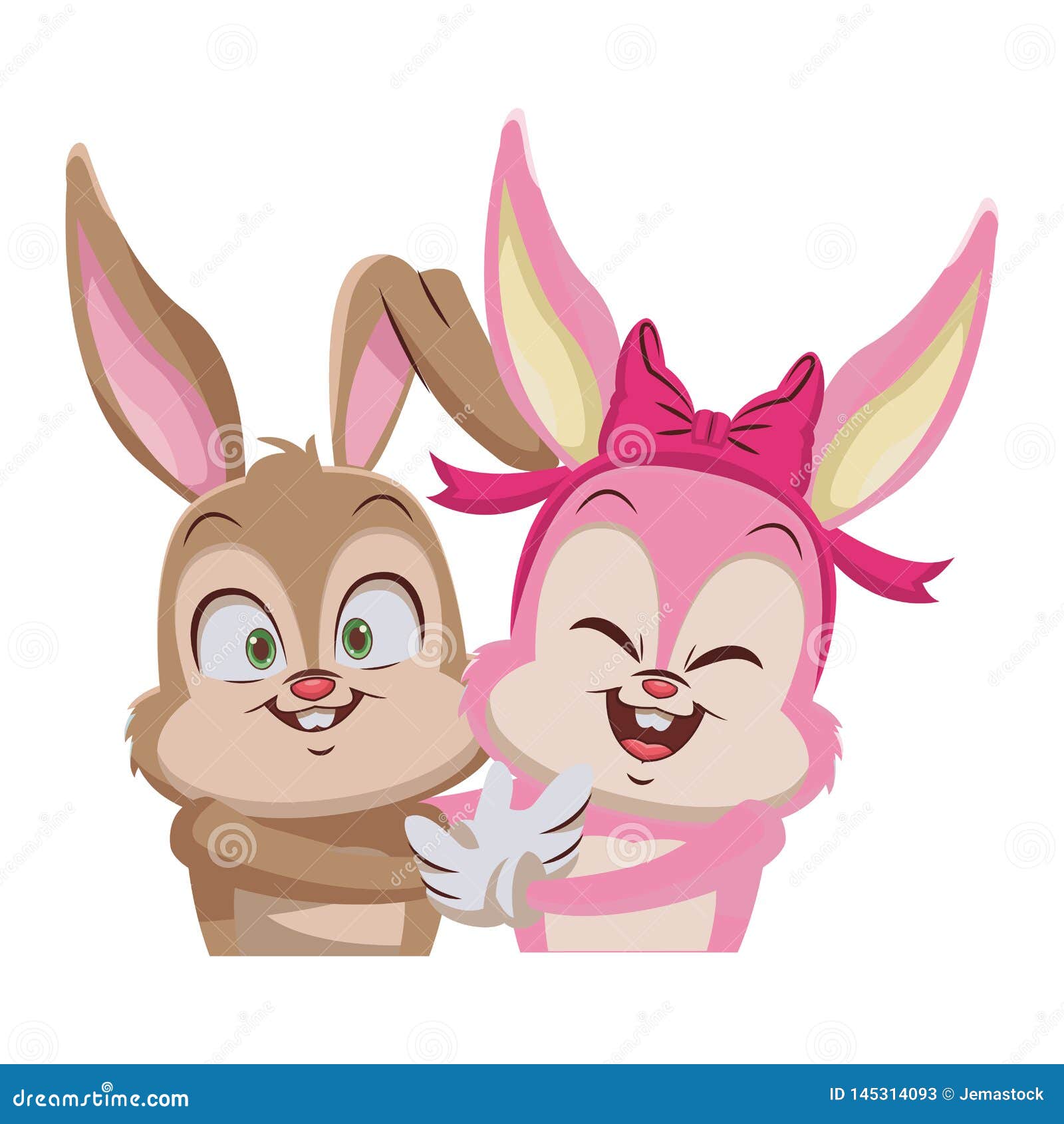 Hugged rabbits cartoon stock vector. Illustration of adorable - 145314093