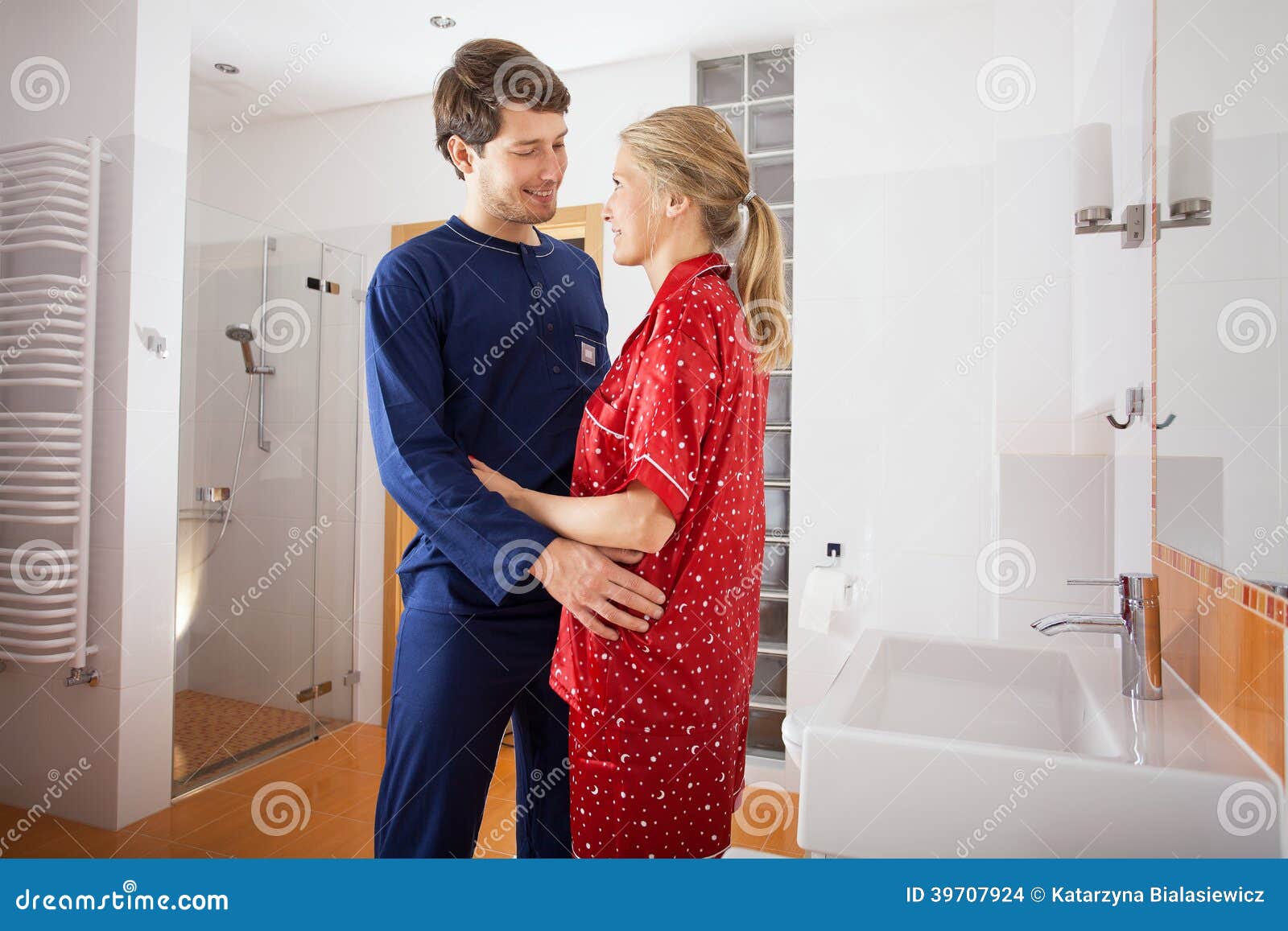 Hugging in bathroom stock photo. Image of boyfriend, blonde - 39707924