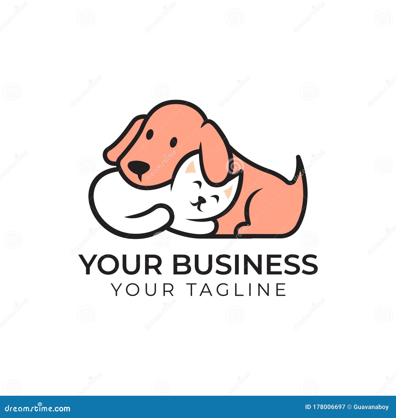 Hugging Cat and Dog Logo Template Stock Illustration - Illustration of ...