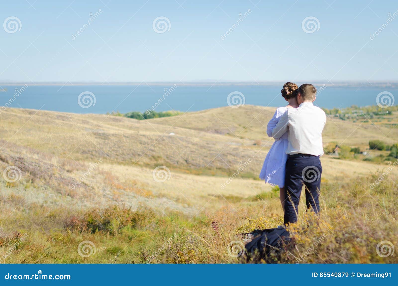 Hugging Couple of Man and Woman Stock Image - Image of happy, back ...