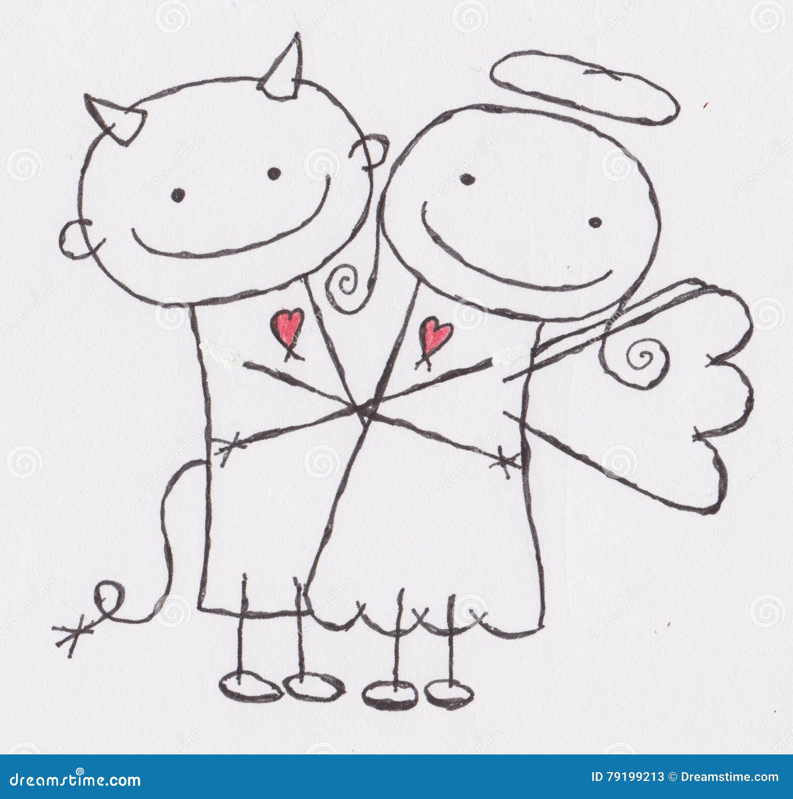 Hugging stock illustration. Illustration of devil, pretty - 79199213