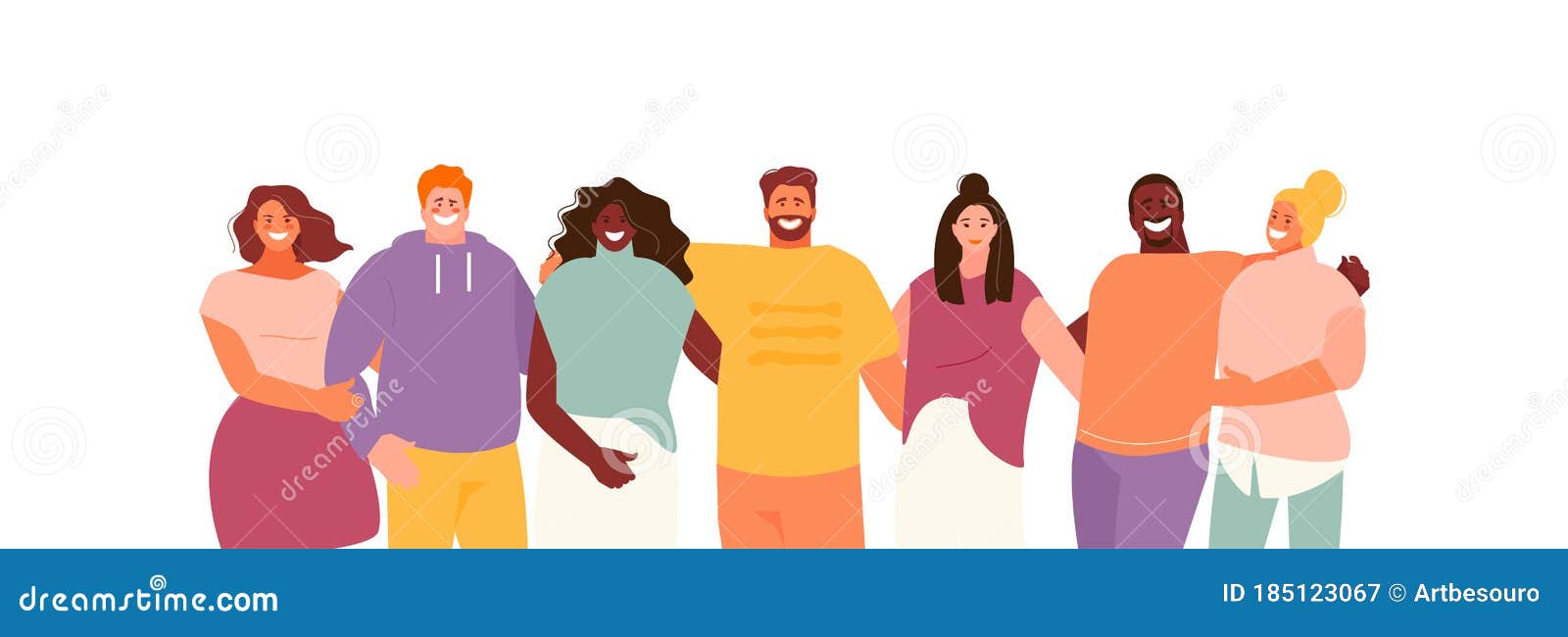 Hugging Multicultural People Vector Stock Vector - Illustration of ...