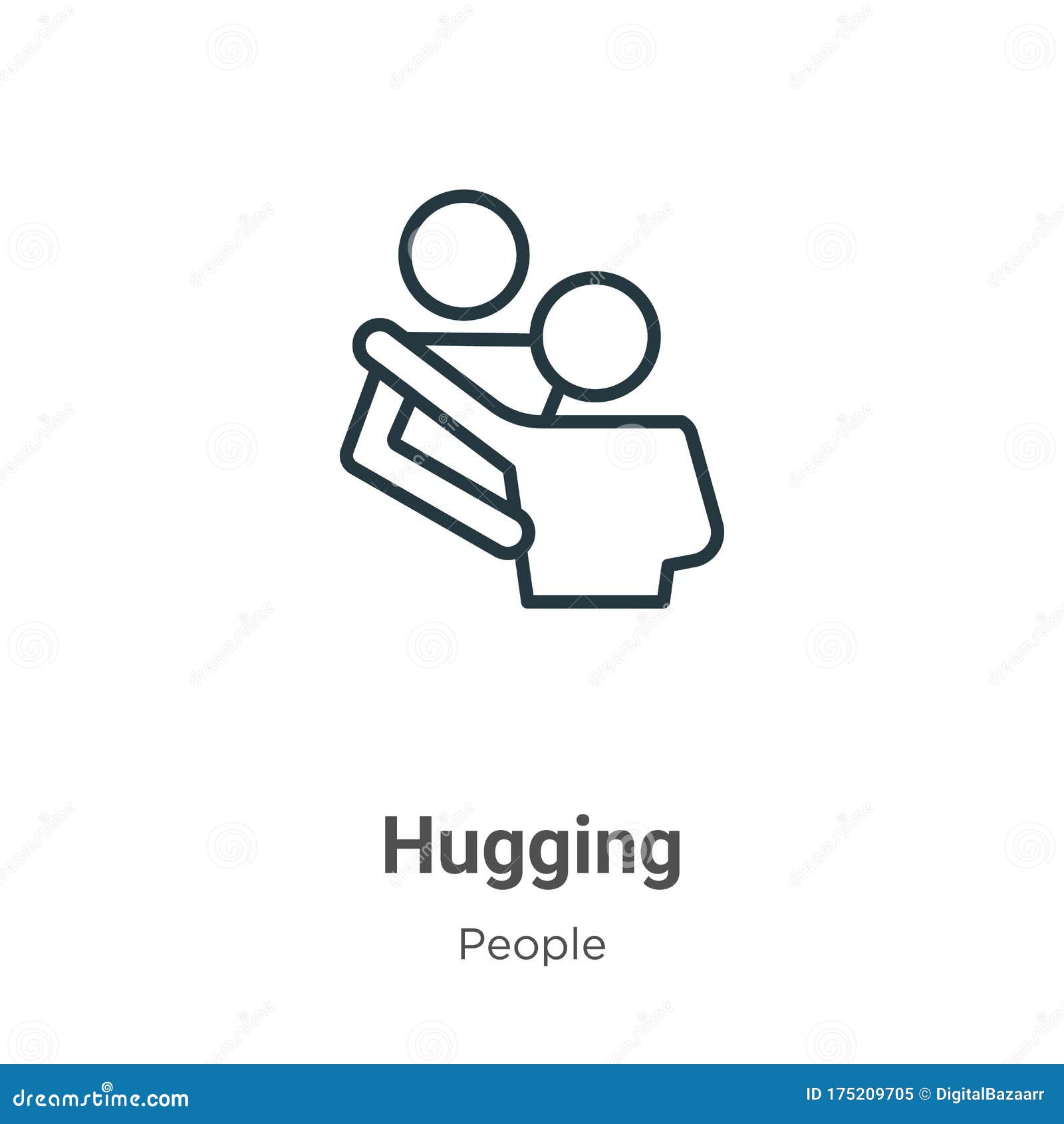 Hugging Outline Vector Icon. Thin Line Black Hugging Icon, Flat Vector ...