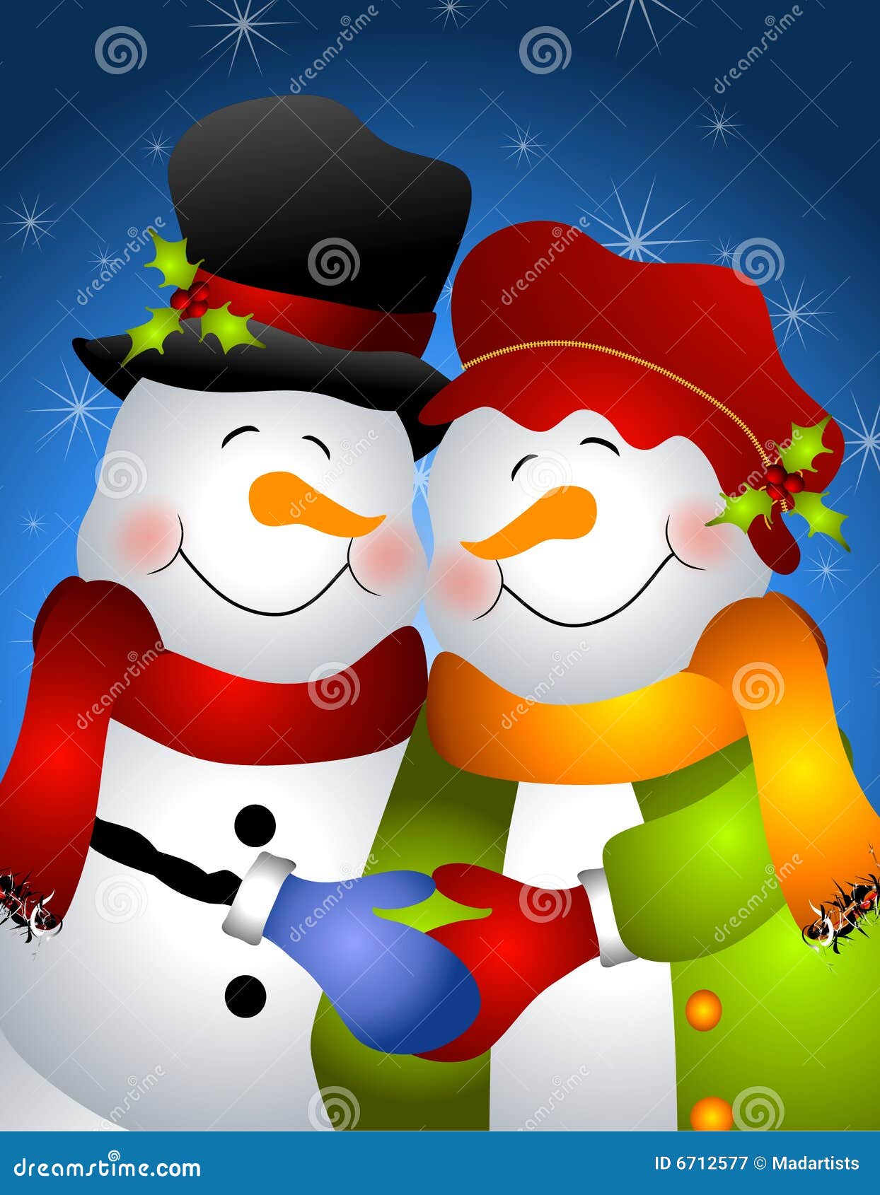 Hugging Snowman Couple 2 stock illustration. Illustration of ...
