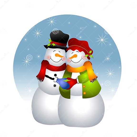 Hugging Snowman Couple stock illustration. Illustration of holding ...