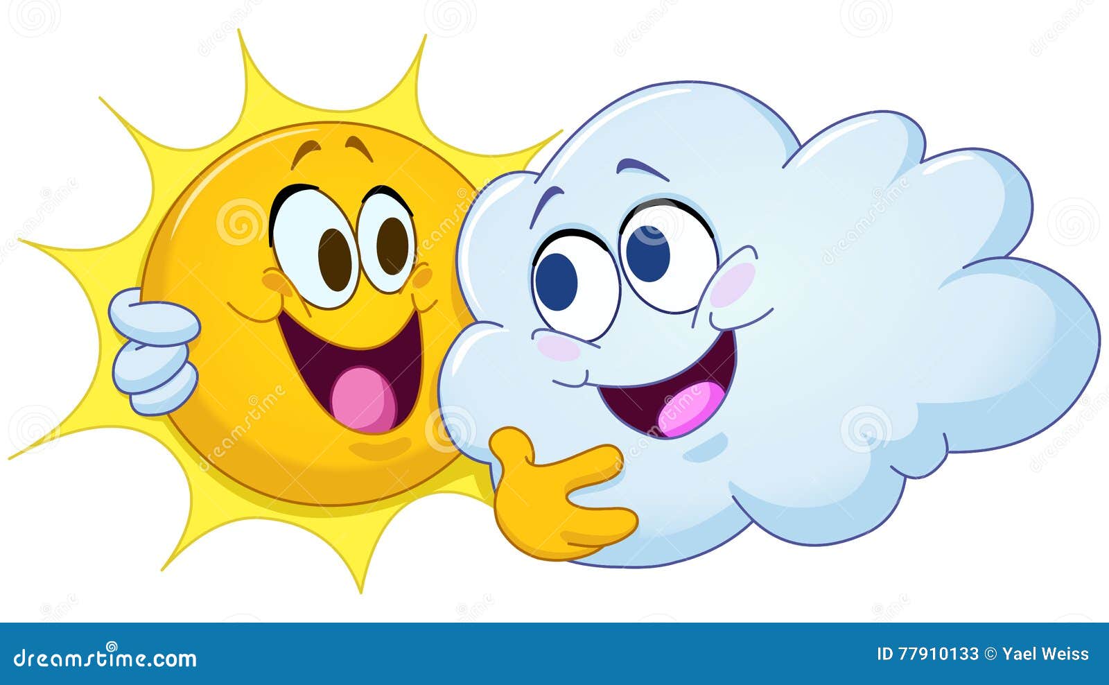 Hugging sun and cloud stock vector. Illustration of cartoon - 77910133