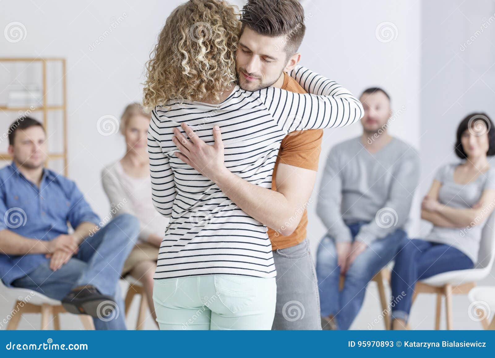 Hugging during Support Group Stock Image - Image of alcoholics ...
