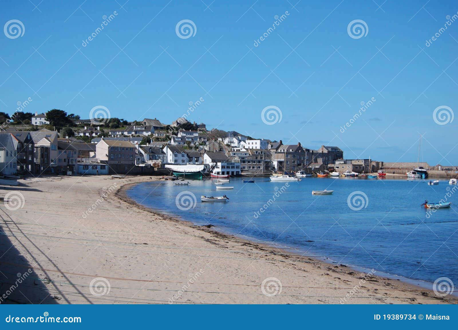 Hugh town and bay stock photo. Image of scilly, harbour - 19389734