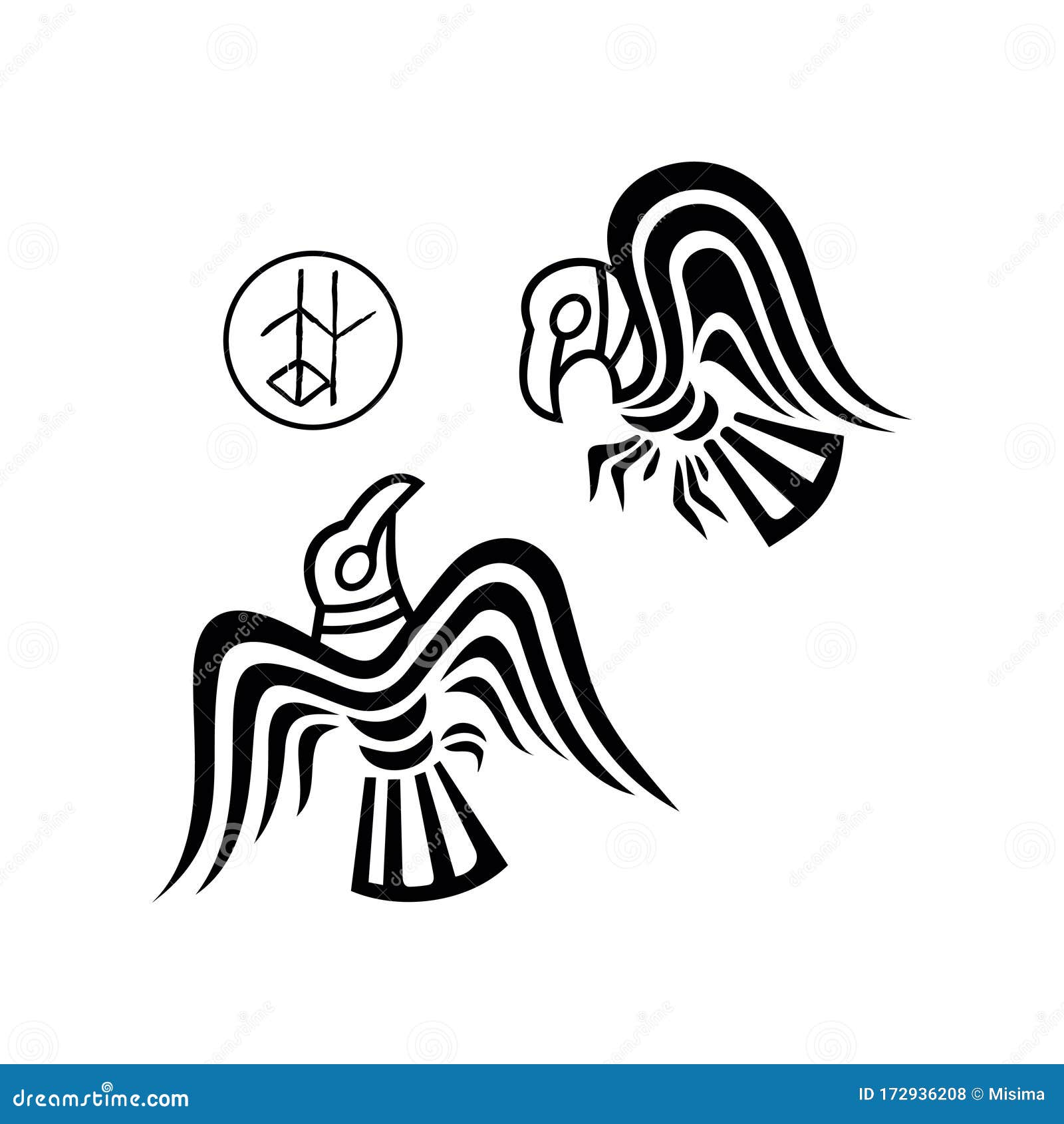 Huginn and Muninn - Odin`s Ravens Stock Vector - Illustration of asgard ...