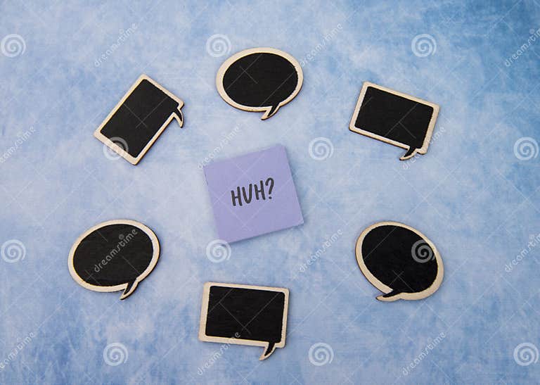 Huh Written on Note Paper Surrounded by Speech Bubbles Stock Image ...