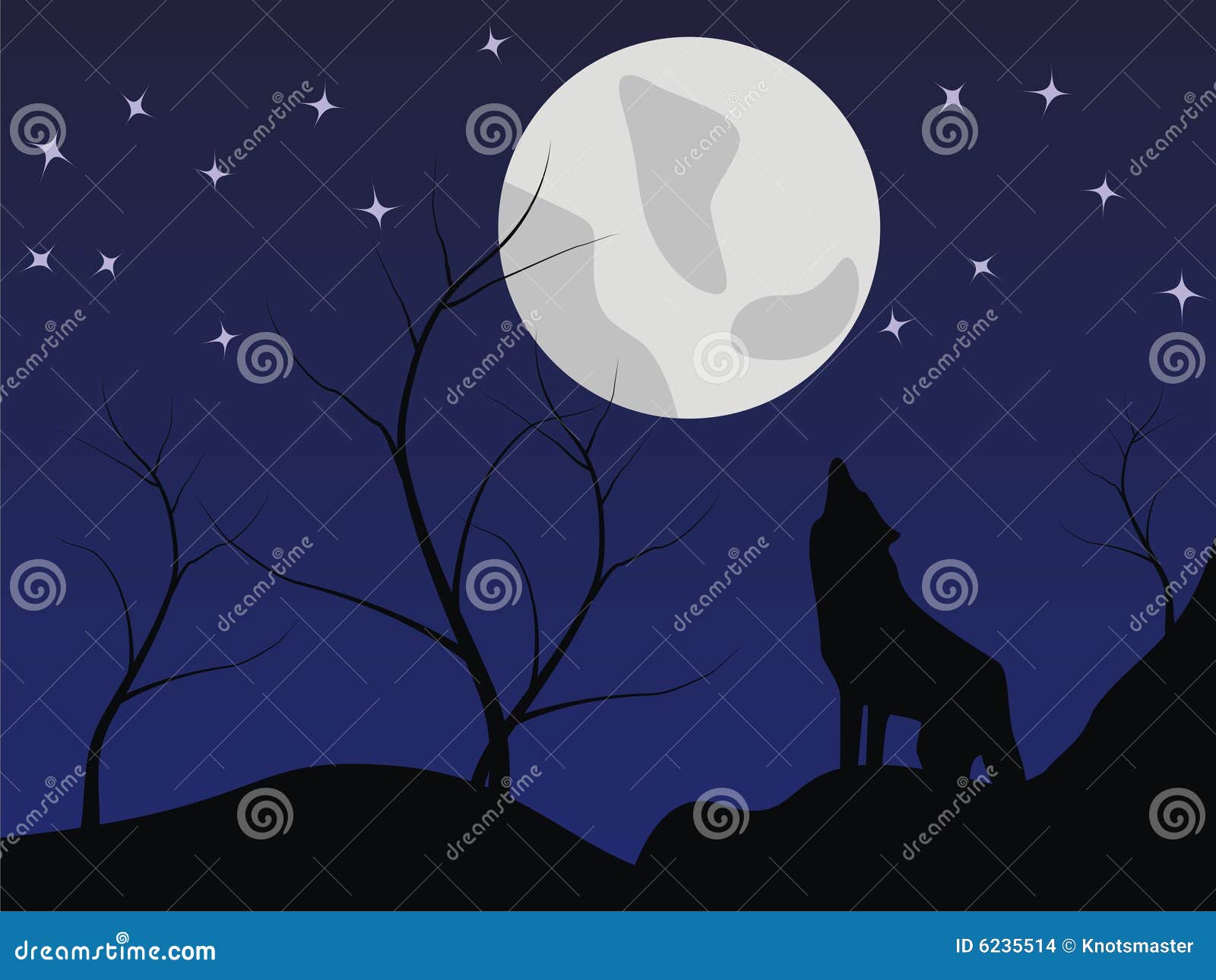 Huilende wolf vector illustratie. Illustration of nacht - 6235514